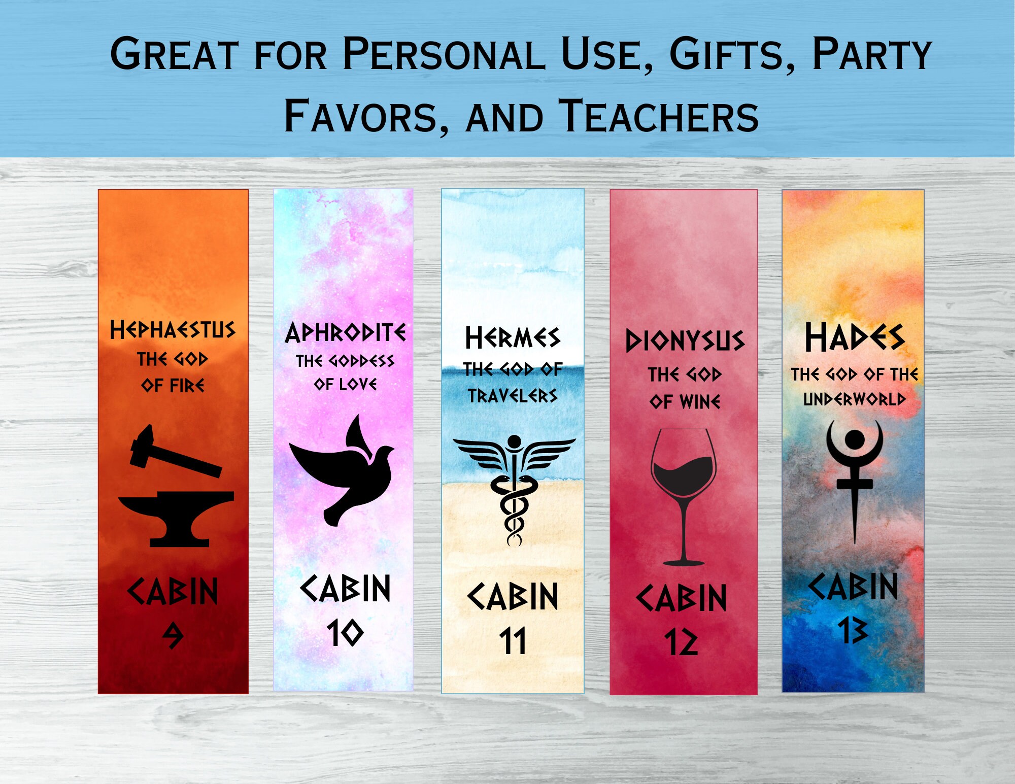 Printable Percy Jackson Bookmarks, Greek God Bookmark With PJO Cabin ...