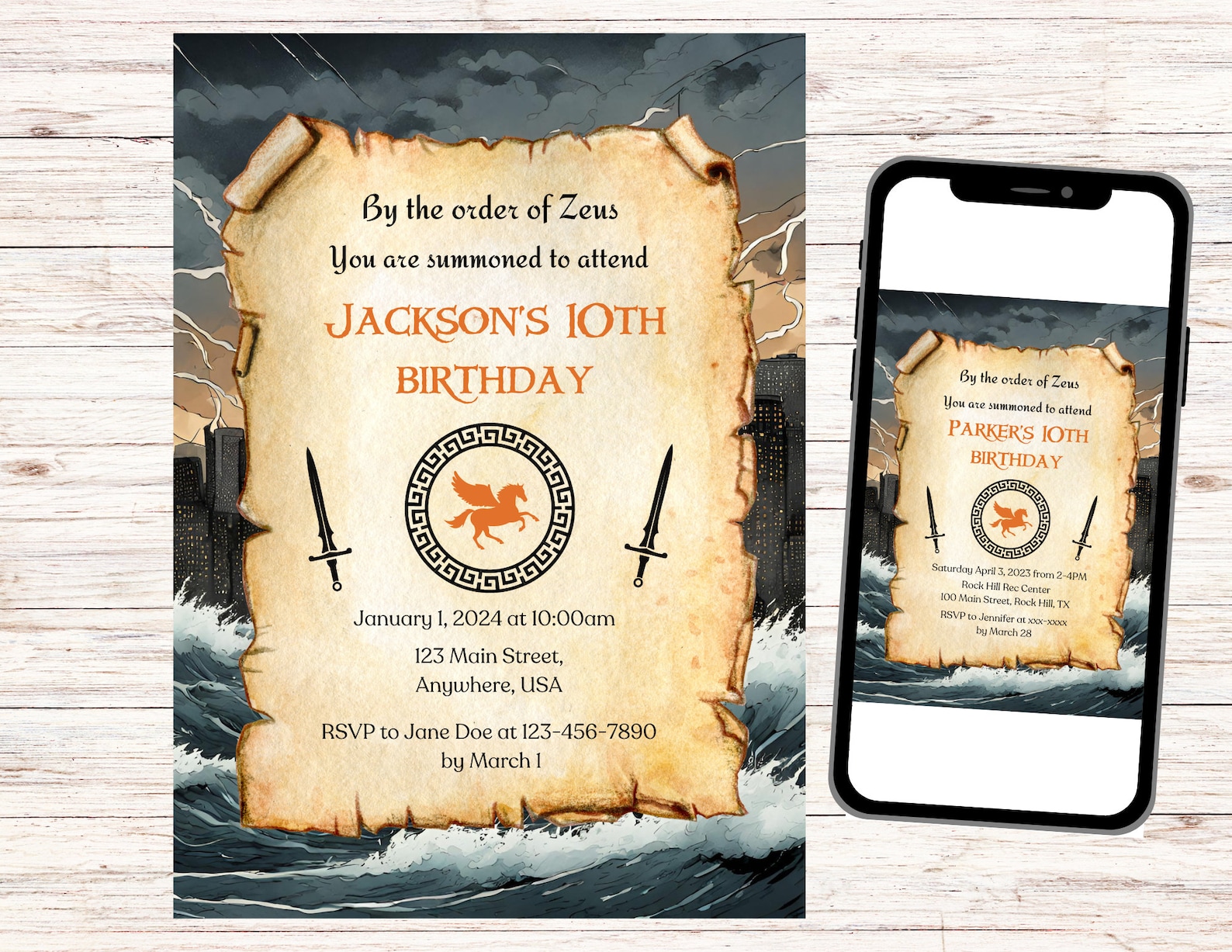 Percy Jackson Birthday Invitation, Template, Printable, Camp Halfblood ...