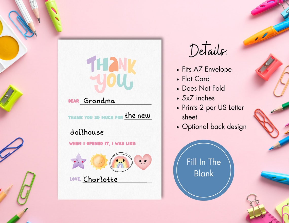 Printable Fill in the Blank Thank You Girl | Fill in Blank | Kids ...