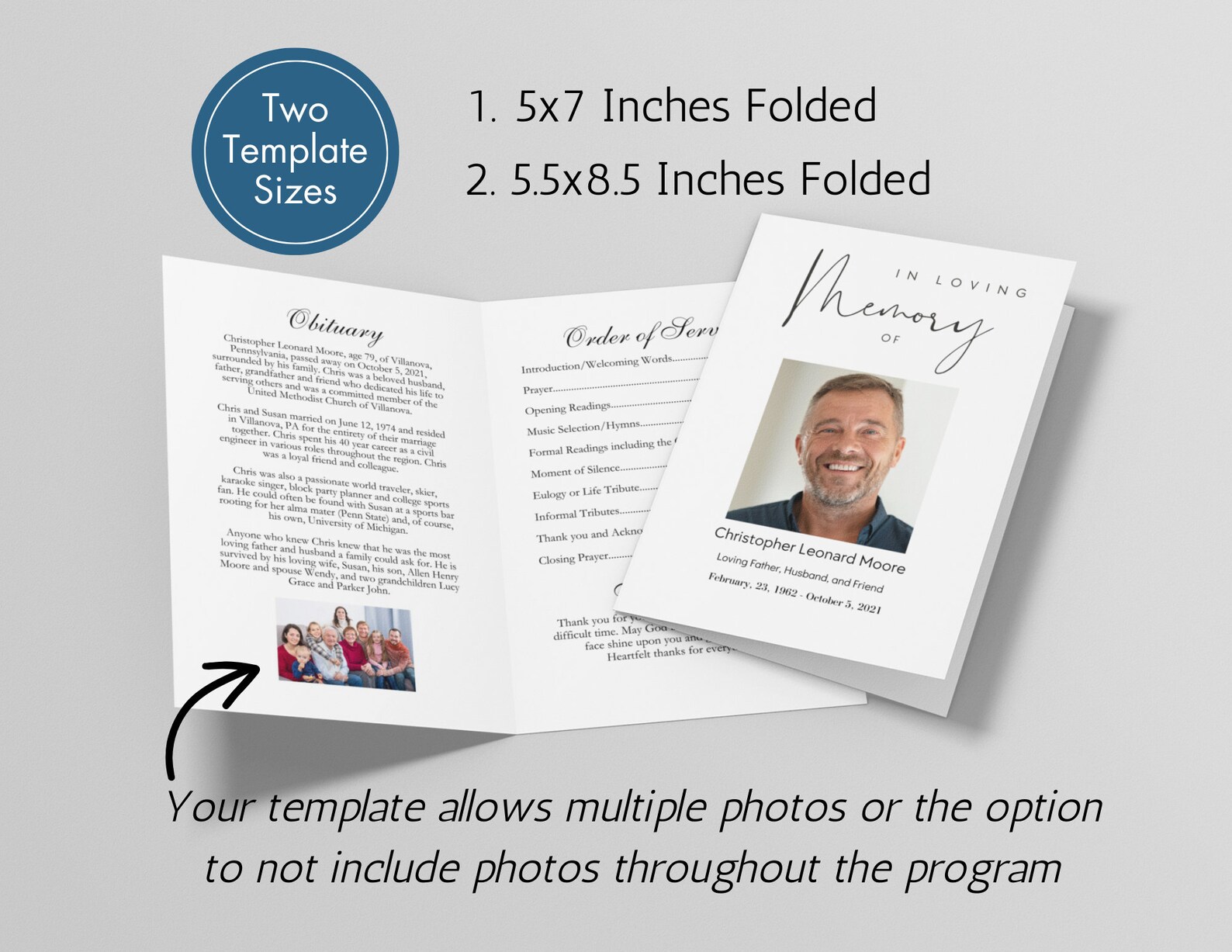 Editable Funeral Program Template, Funeral Program for Man, Memorial ...