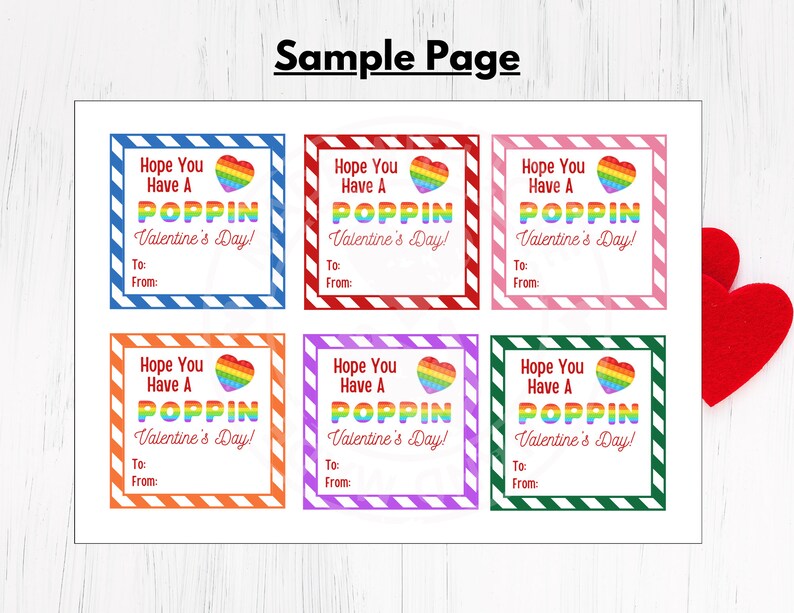 Printable Pop It Valentines Tags, Digital Download, Popit Valentine's ...