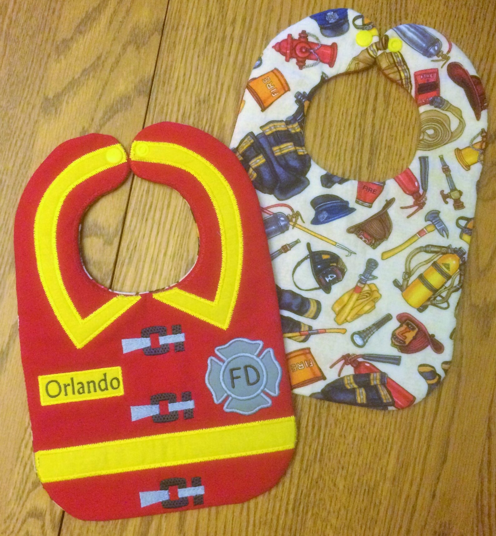 Firefighter Baby Bibs With Name Yellow, Red, Pink - Etsy