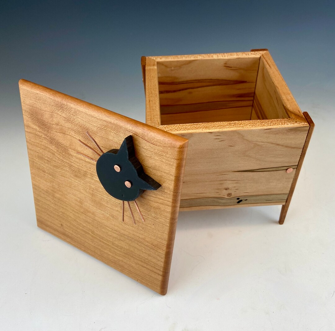Wooden Kitty Cat Box for Mementos, Keepsakes, Kitty Cat Treats and More ...