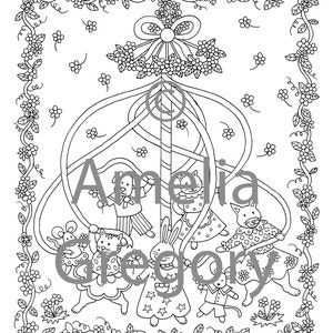 Coloring Pages for Adults, Adult Colouring Book, Maypole, Spring Gift ...
