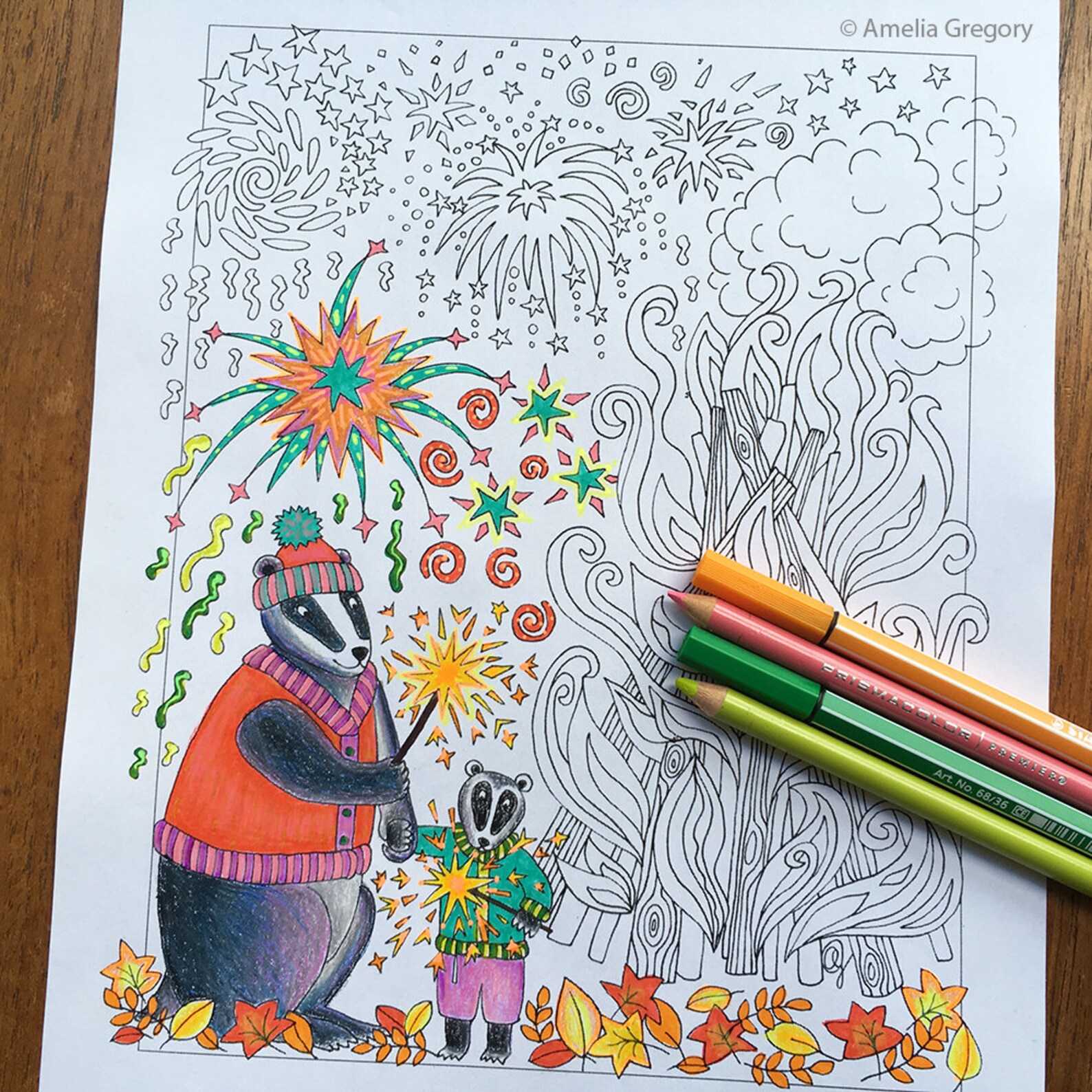 Bonfire Night, Guy Fawkes, Autumn, Fall, Fireworks, Sparklers, Badger ...