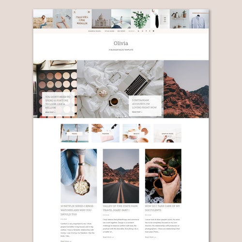 Olivia Lifestyle Blogger Template Fashion Blogger Template - Etsy