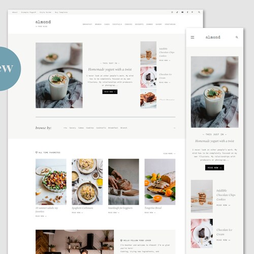 NEW Almond Food Blogger Template Lifestyle Blogger - Etsy