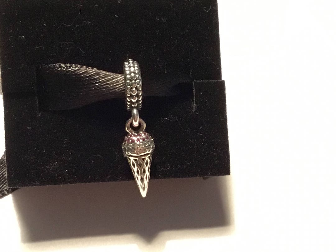 Authentic PANDORA Retired "ice Cream Cone" Sterling Silver W/sparkling ...