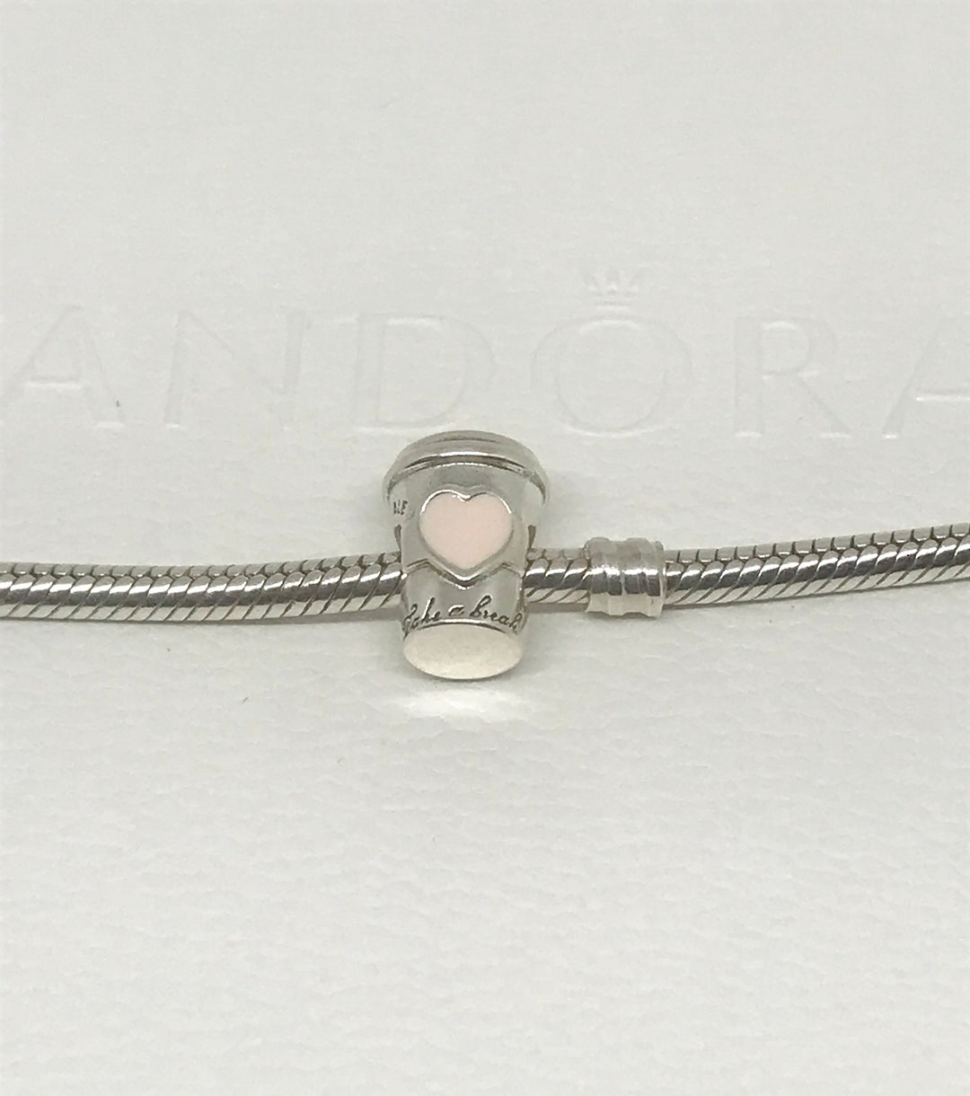 Authentic Pandora “drink to Go Pink Coffee Cup” Charm W/ FREE Pandora ...
