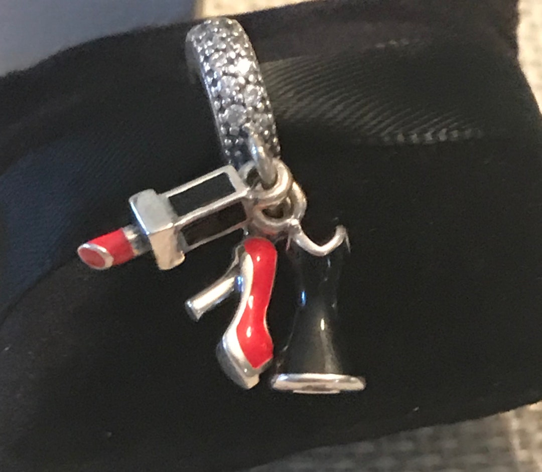 Authentic Pandora Glamour Trio Lipstick, Dress and Shoe Charm & Free ...