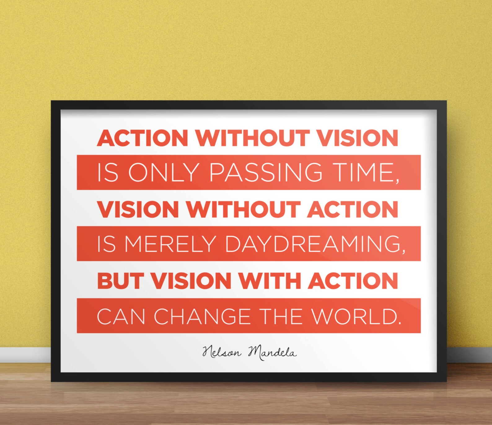 8.5x11 Digital Print / Action Without Vision / Nelson Mandela ...