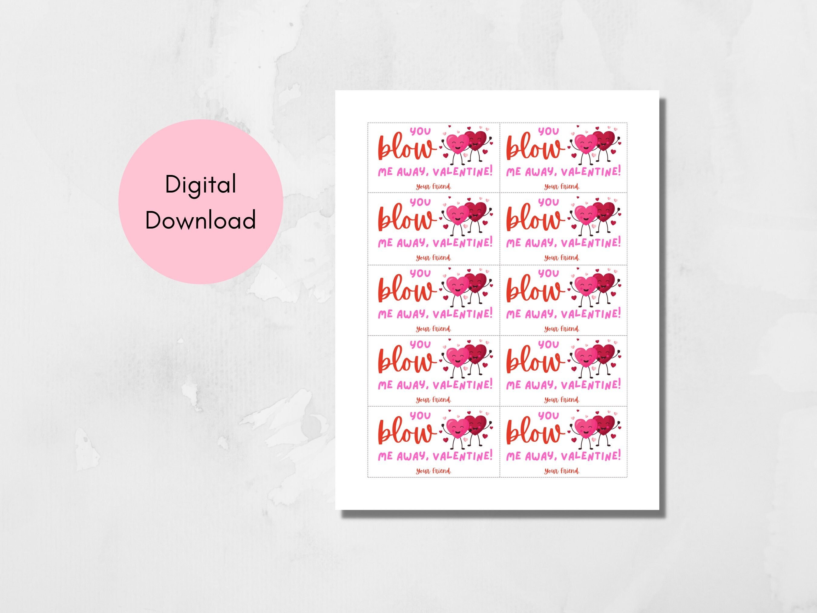 You Blow Me Away Printable Valentine, Classroom Valentines Tags ...