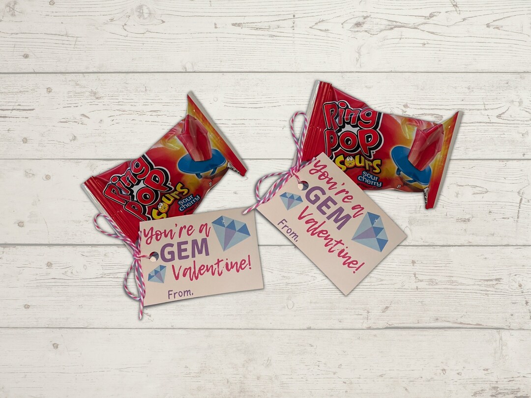 Youre A Gem Ring Valentine Printable Valentine, Classroom Valentine ...