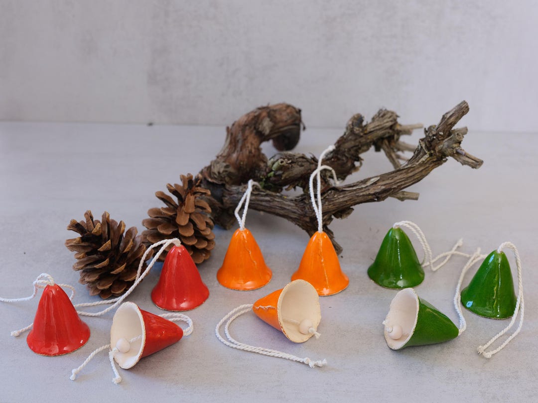 Ceramic Bells, 3 Pieces, Different Colors, Christmas Bells, Gift Tags ...