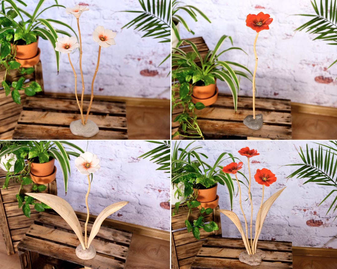 Matching Bases for Large Ceramic Flowers, Sculpture Bases, Natural ...