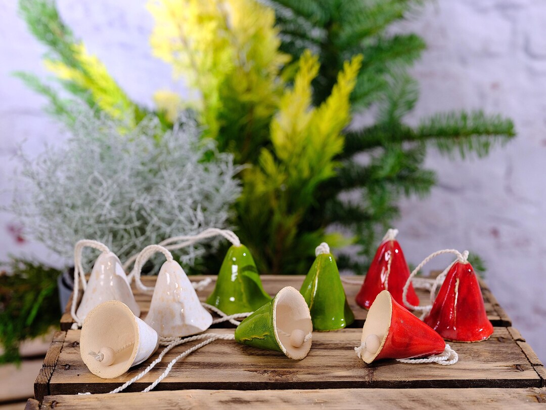 Ceramic Bells, 3 Pieces, Different Colors, Christmas Bells, Gift Tags ...