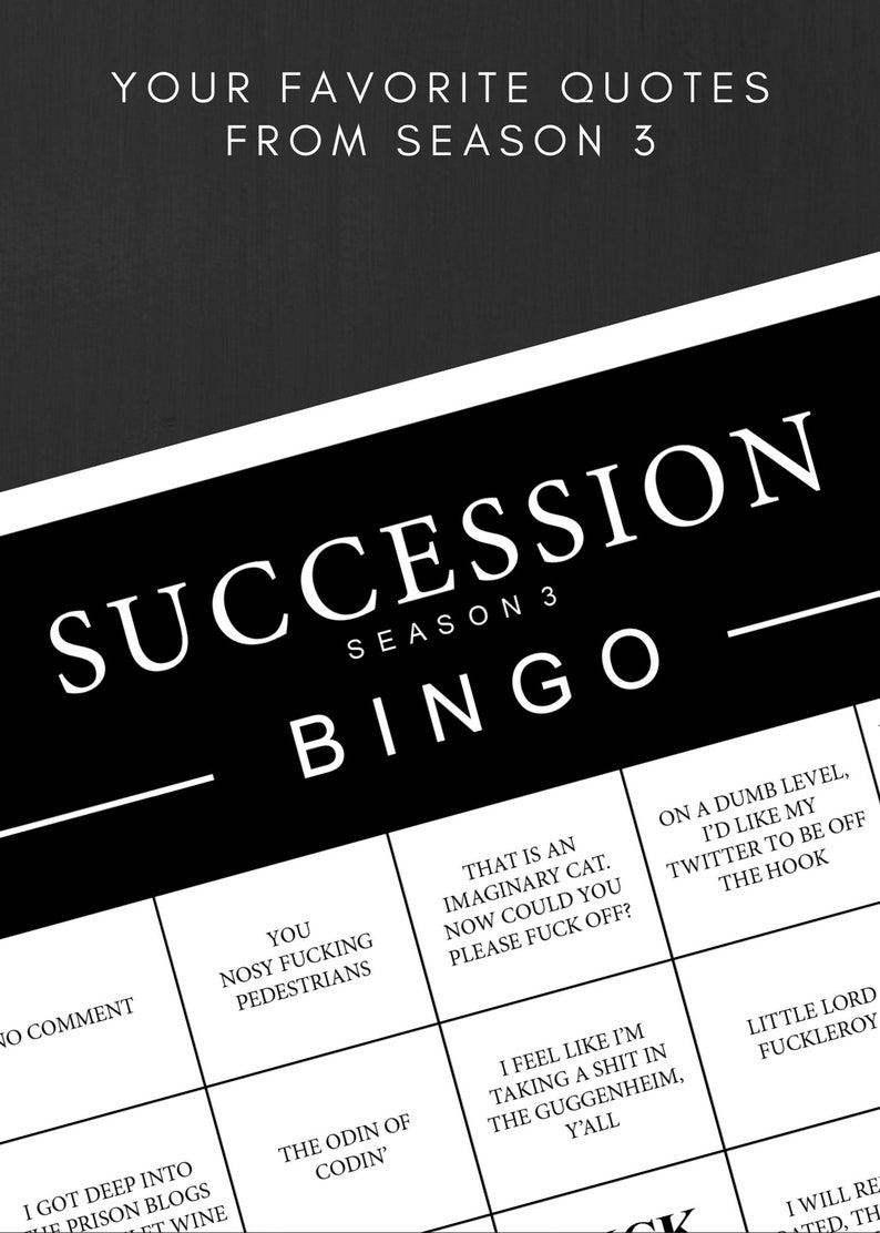 Succession Season 3 Quotes TV Show Bingo (set of 8 Cards) | Digital ...