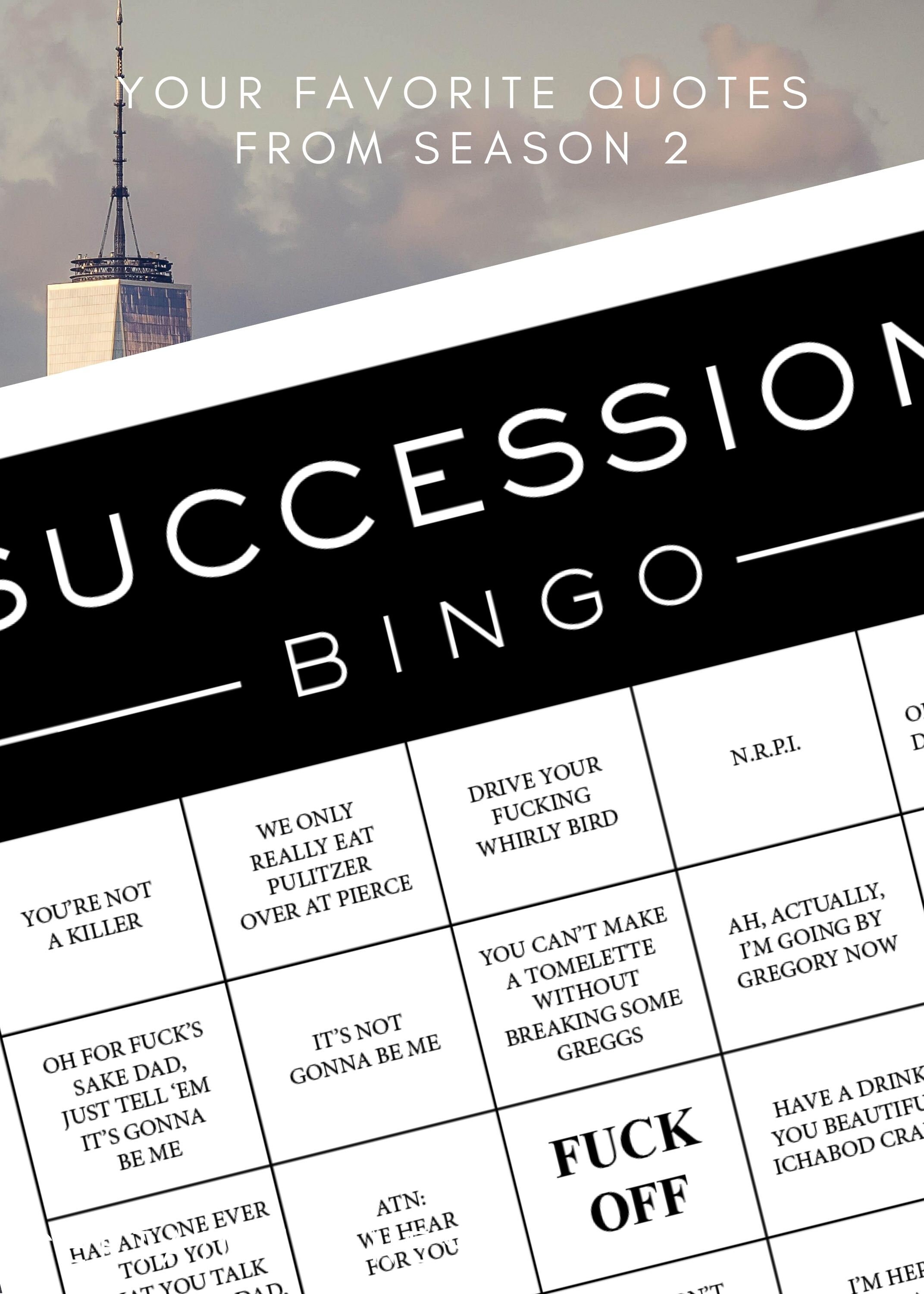Succession Season 2 Quotes TV Show Bingo (set of 8 Cards) | Digital ...