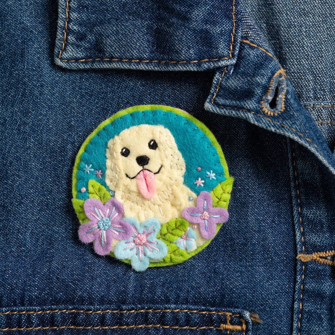 Golden Retriever Brooch Felt Craft Kit - Beginner Applique Craft Set ...
