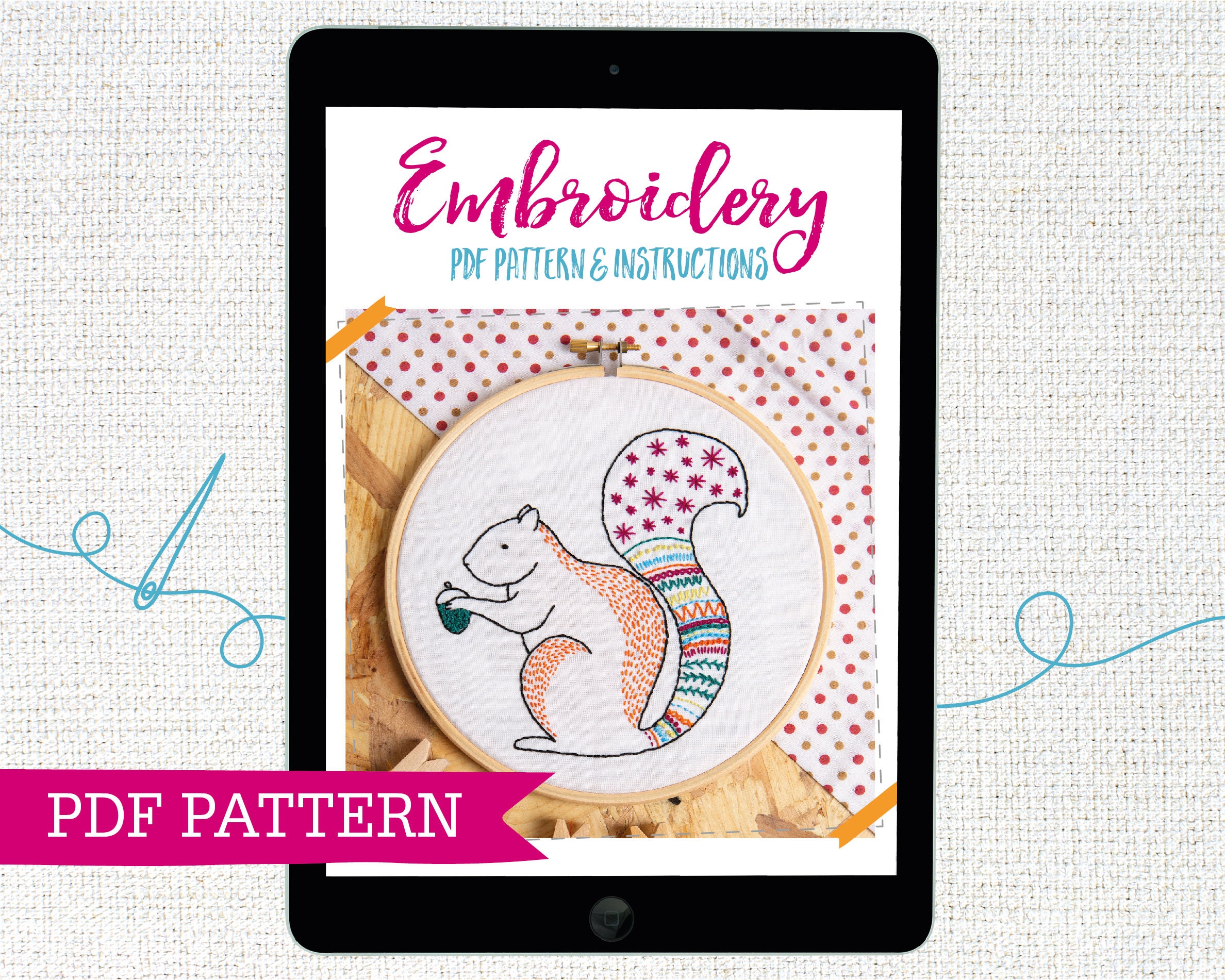 Squirrel PDF Embroidery Pattern - Instant Digital Download - Etsy