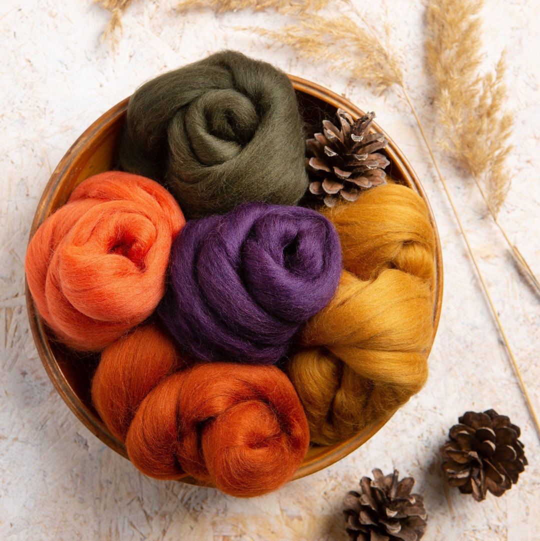 Autumn Needle Felting Wool Bundle - Merino Wool for Fibre Crafts - Wool ...