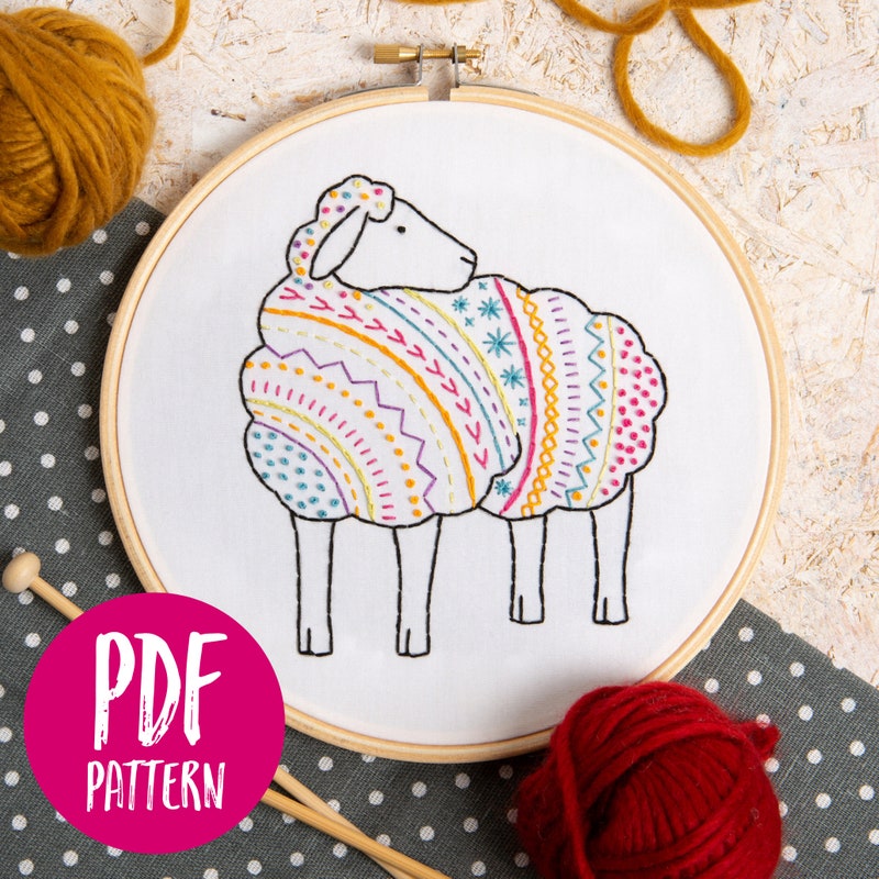 Sheep Embroidery - Etsy