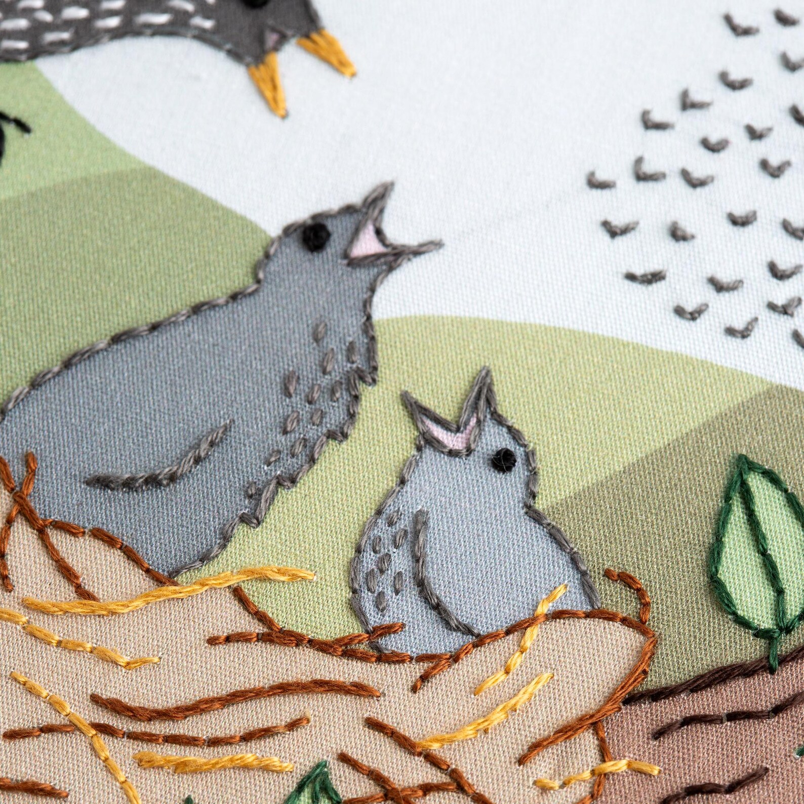 Starling Song Embroidery Kit : Beginner 7" / 18cm DIY Stitching Craft ...