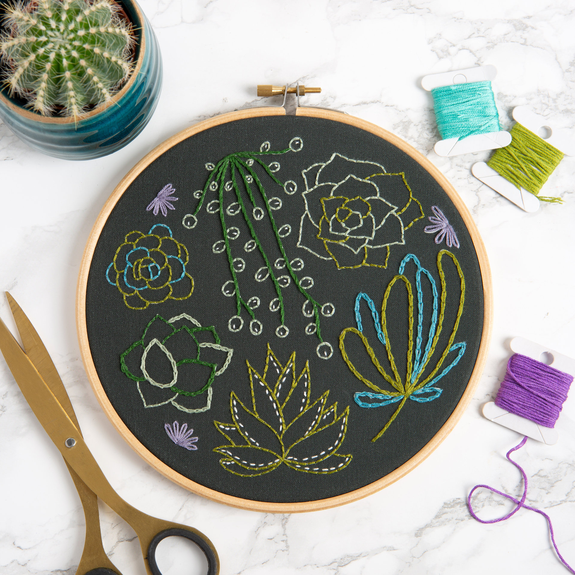 Succulents PDF Embroidery Pattern - Instant Digital Download - Etsy