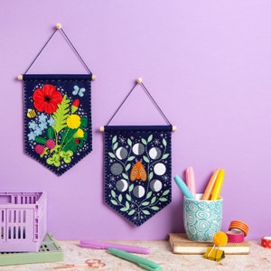 Celestial Pennant Felt Craft Kit - Beginner DIY Craft Set - Moon Phases ...