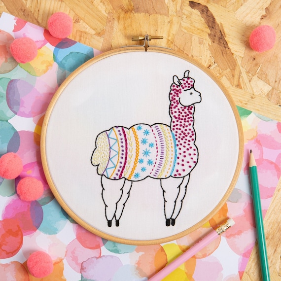Alpaca Embroidery Kit DIY Embroidery Kit for Beginners | Etsy
