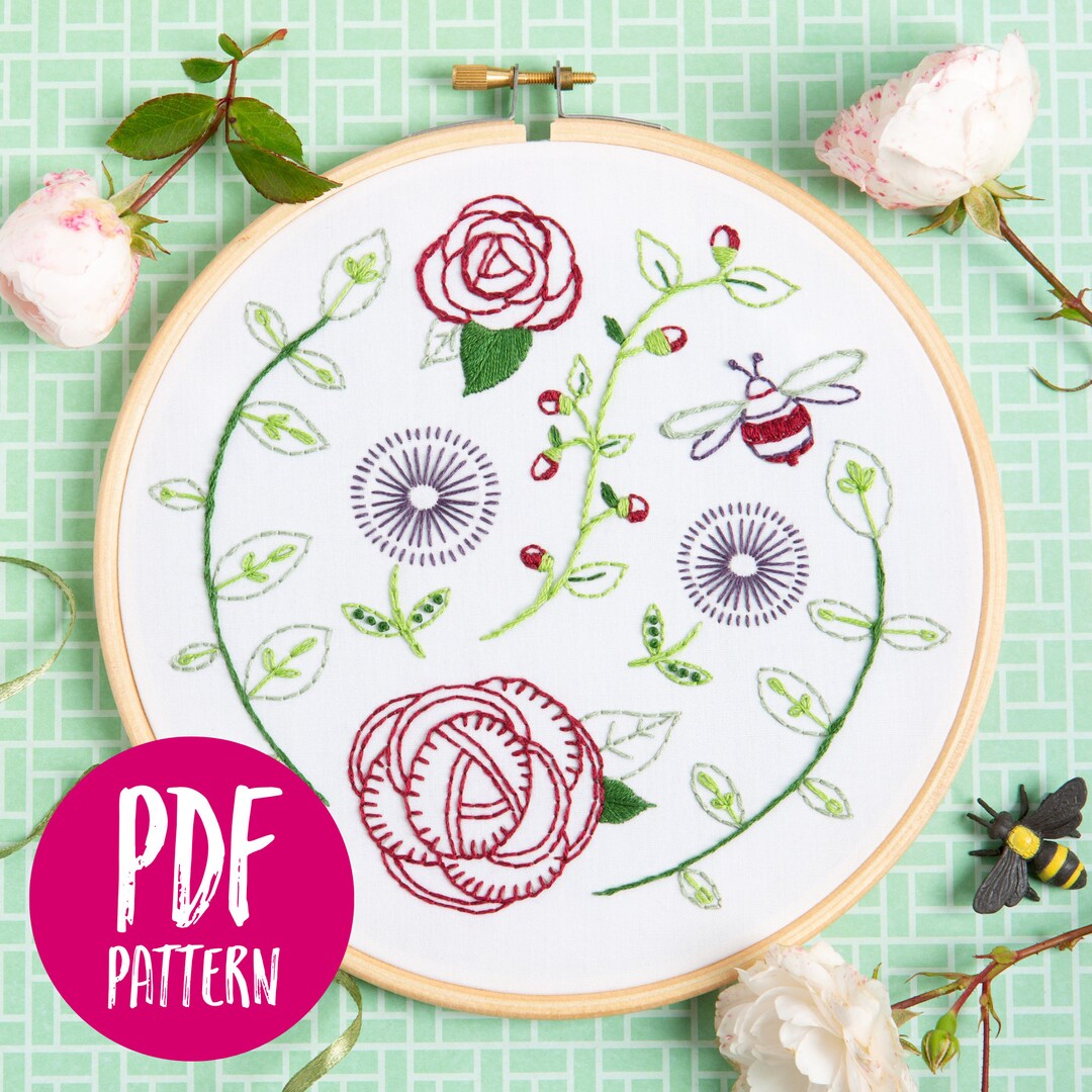 Rose Garden PDF Embroidery Pattern - Instant Download - Etsy
