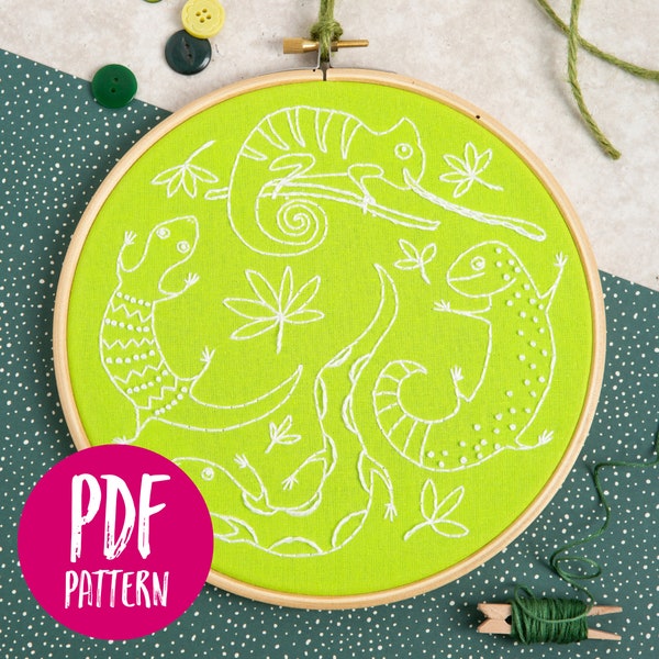 Lizard Embroidery Design - Etsy