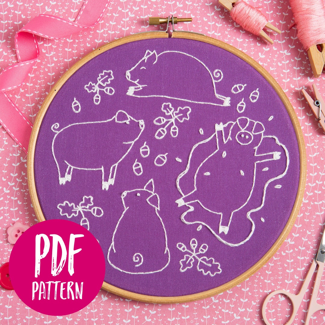 Playful Pigs PDF Embroidery Pattern - Instant Digital Download - Etsy
