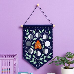 Celestial Pennant Felt Craft Kit Beginner DIY Craft Set Moon Phases and ...