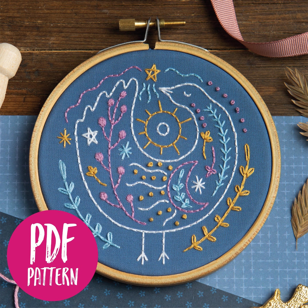 Celestial Bird PDF Embroidery Pattern - Instant Digital Download - Etsy