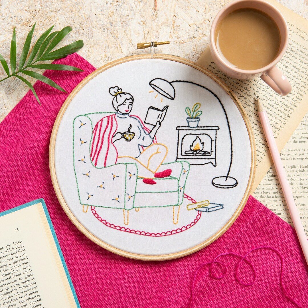 Reading Embroidery Kit Unwind Embroidery Kit Wonderful Women Embroidery ...