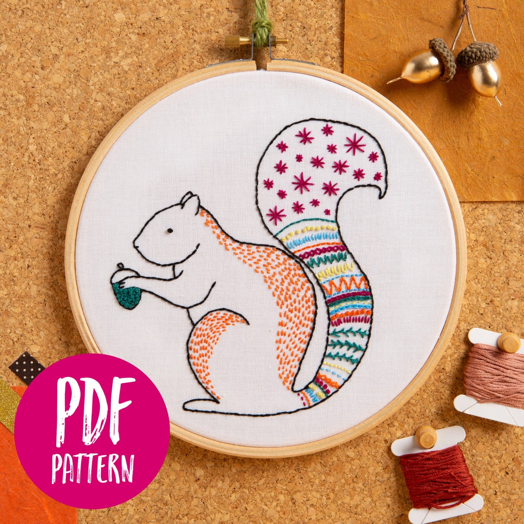 Squirrel PDF Embroidery Pattern Instant Download - Etsy