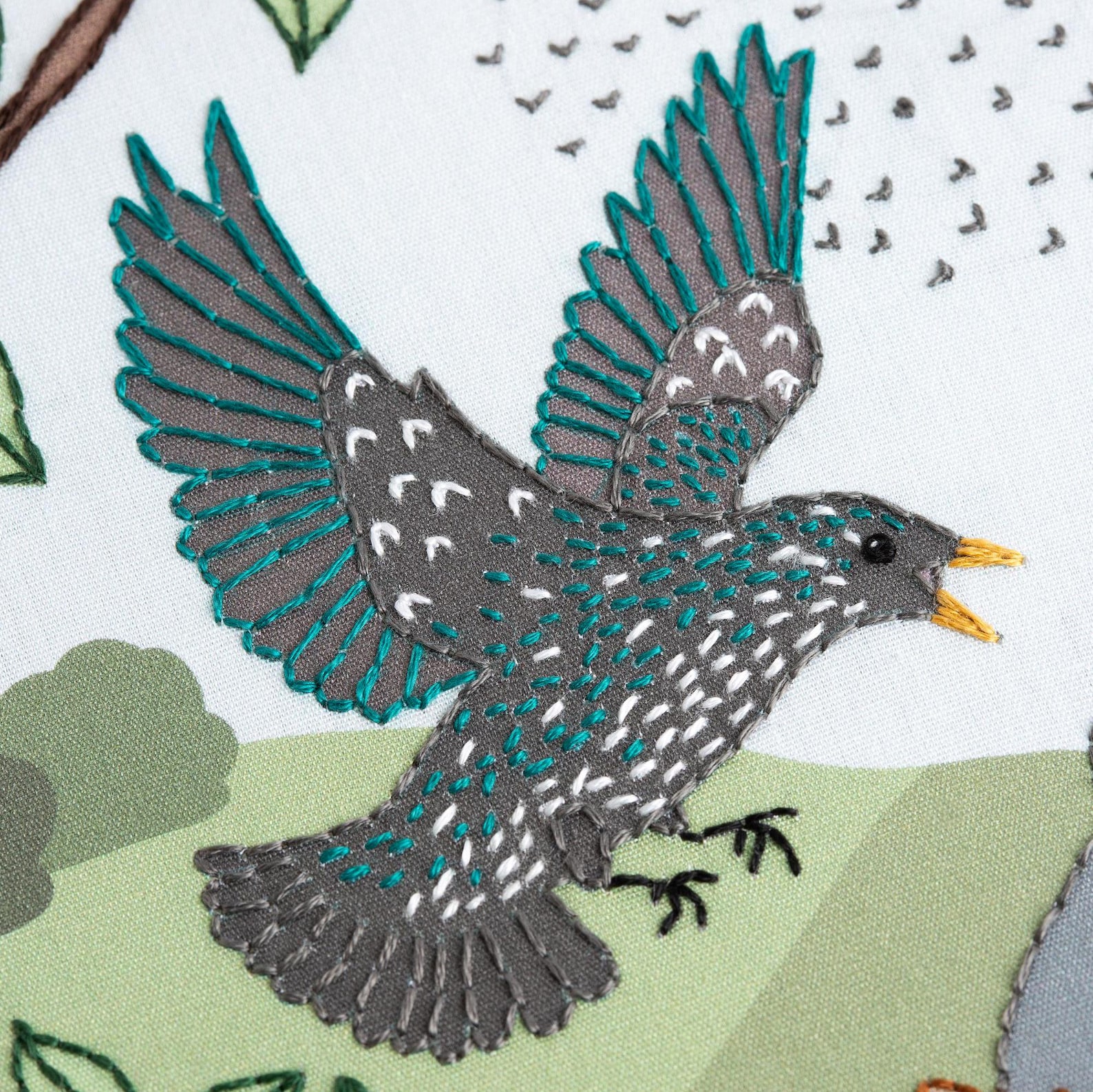 Starling Song Embroidery Kit : Beginner 7" / 18cm DIY Stitching Craft ...