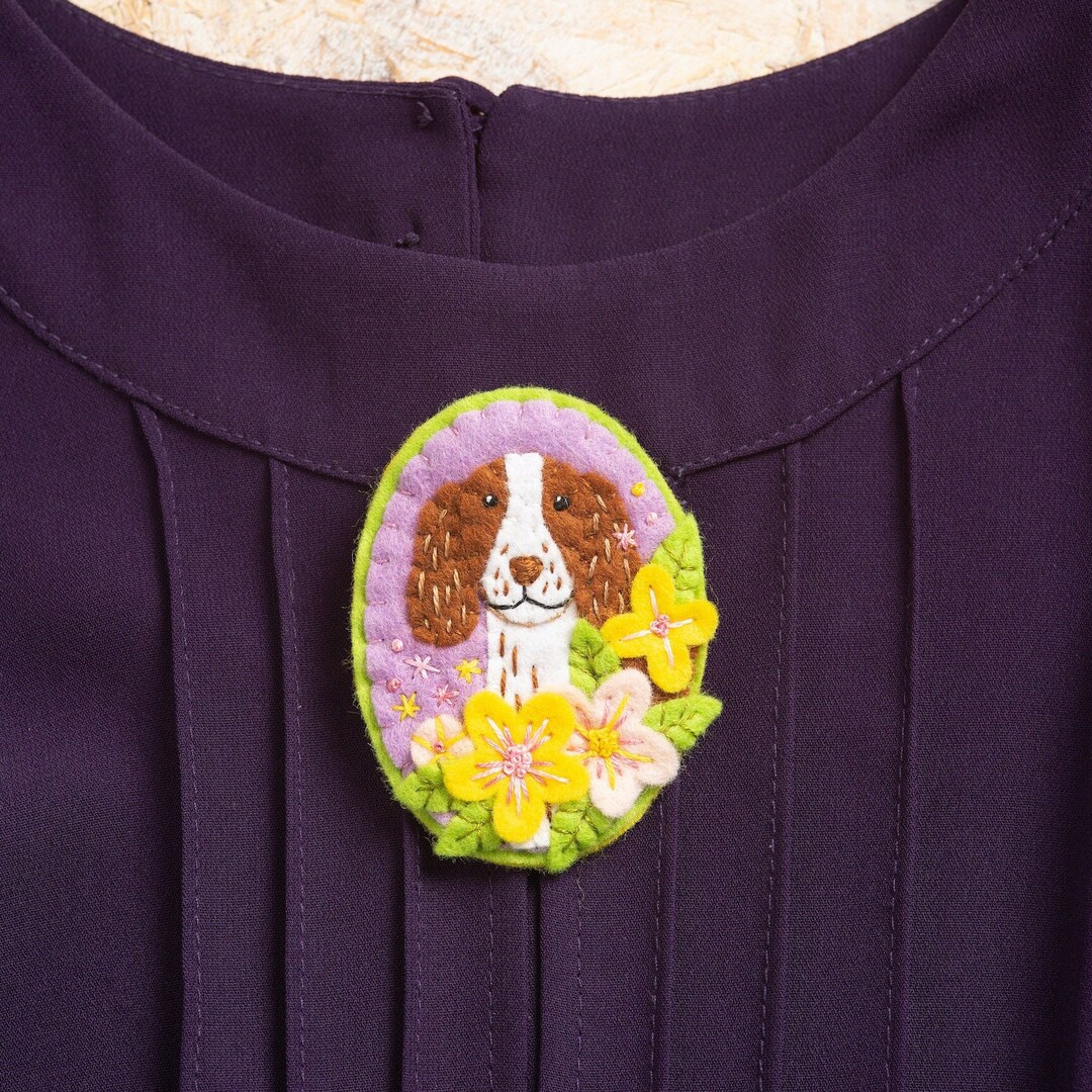 Springer Spaniel Brooch Felt Craft Embroidery Kit - Beginner Applique ...