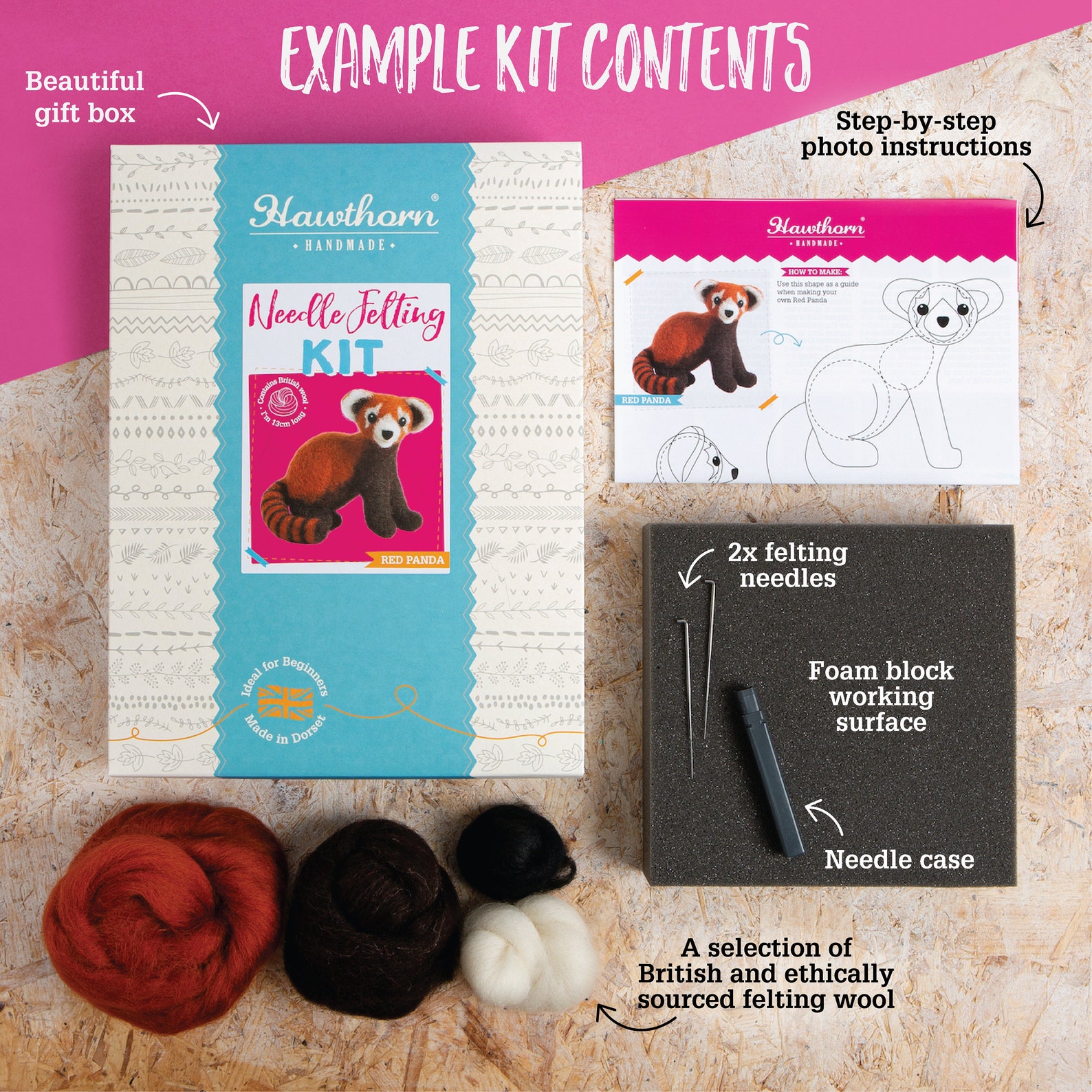 Snow Leopard Needle Felting Kit : Beginners DIY Craft Set With British ...