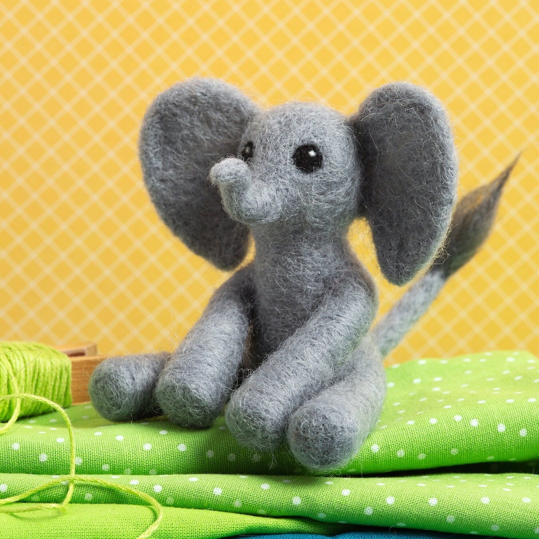 Baby Elephant Needle Felting Kit - Small Beginners DIY Craft Set - Gift ...