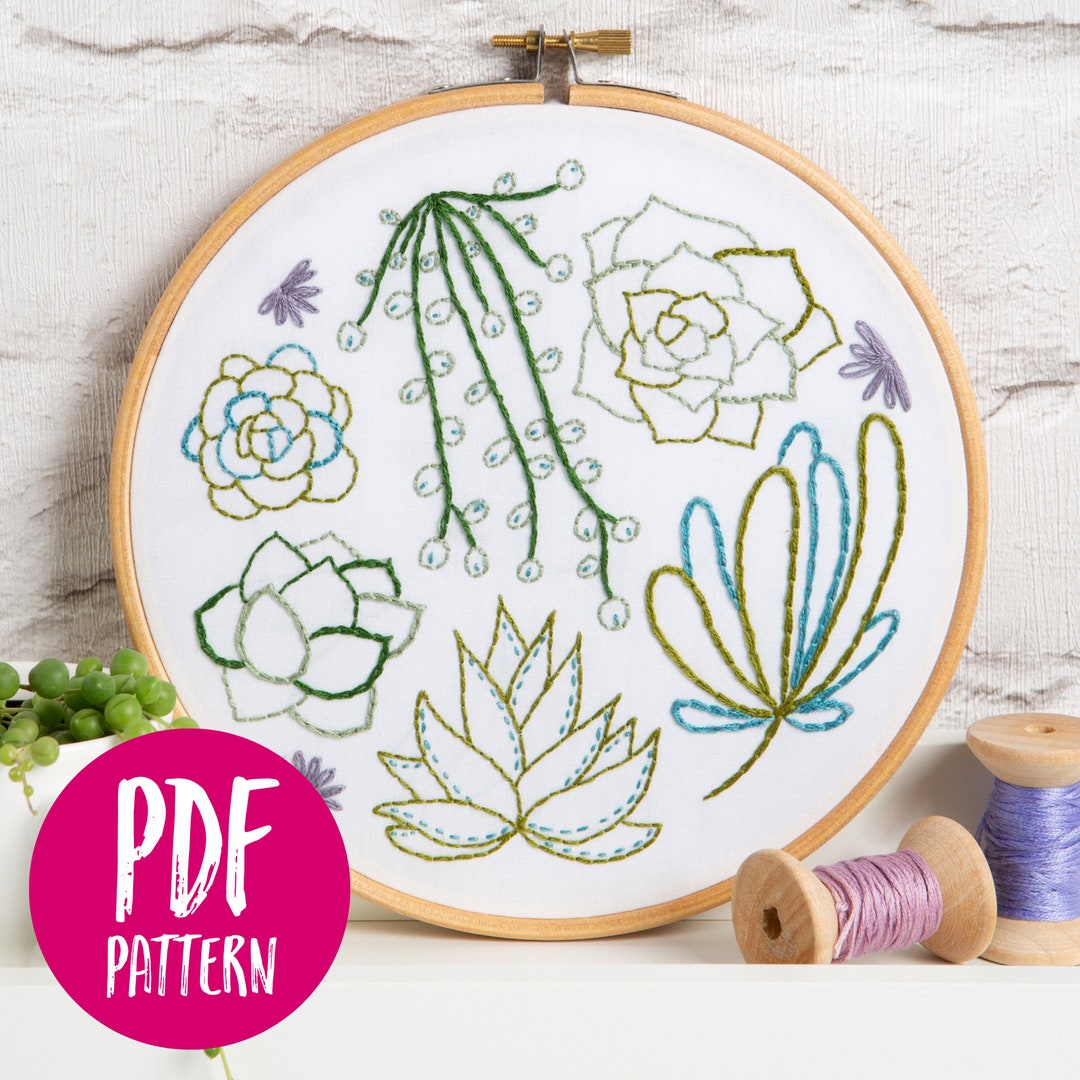 Succulents PDF Embroidery Pattern - Instant Digital Download - Etsy