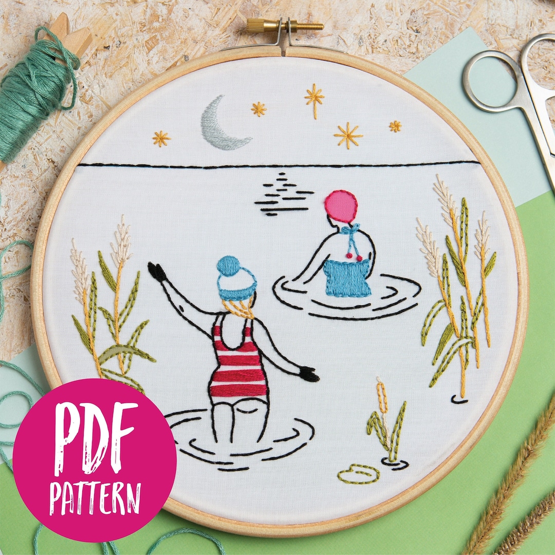 Wild Swimming Women (swim) PDF Embroidery Pattern - Instant Digital ...