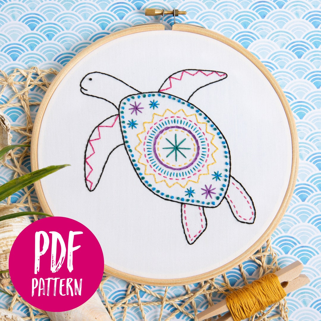 Turtle PDF Embroidery Pattern - Instant Digital Download - Etsy