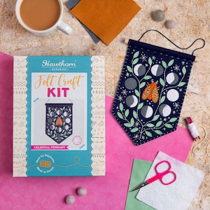 Celestial Pennant Felt Craft Kit - Beginner DIY Craft Set - Moon Phases ...