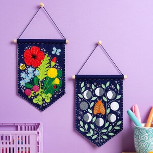 Celestial Pennant Felt Craft Kit Beginner DIY Craft Set Moon Phases and ...