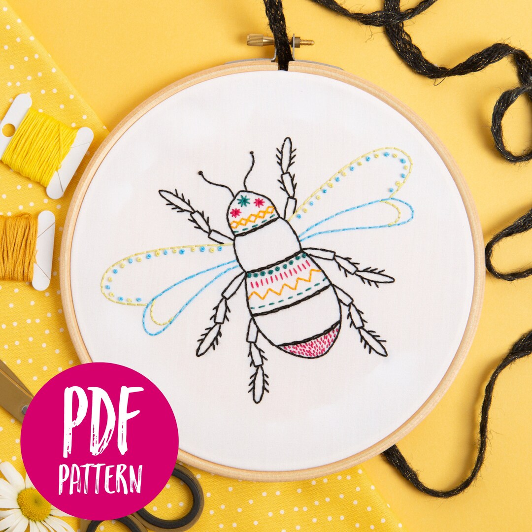 Bee PDF Embroidery Pattern - Instant Digital Download - Etsy