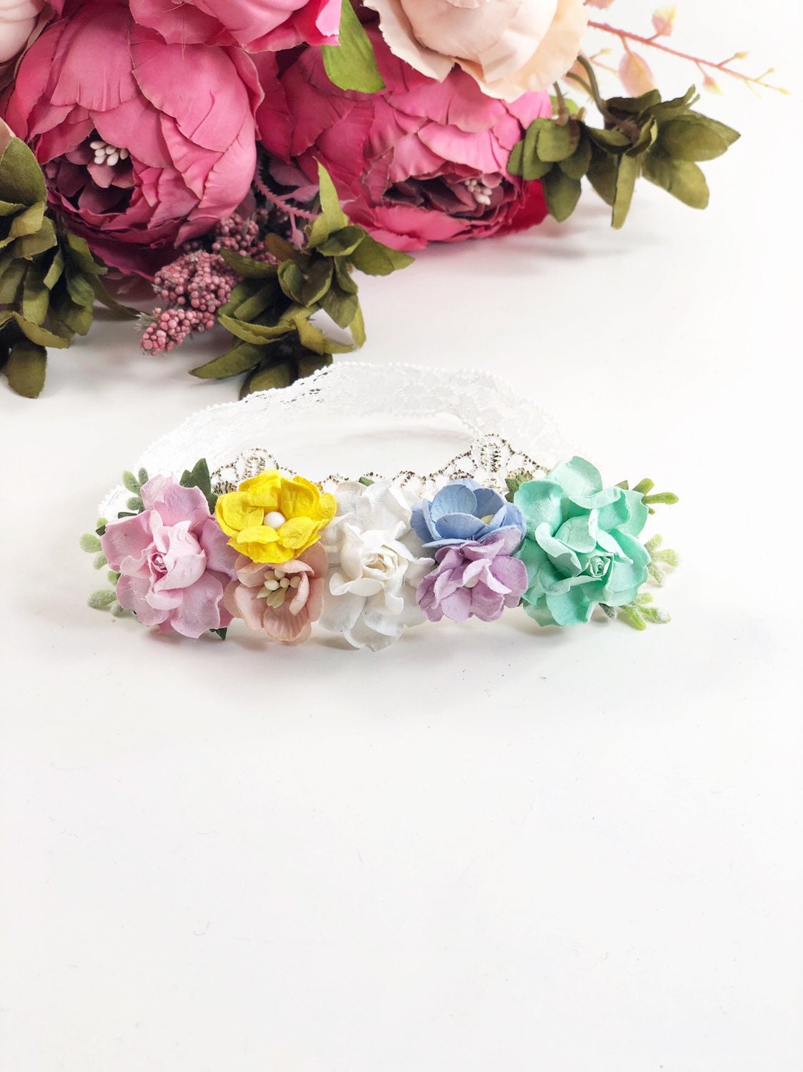 Rainbow Headband, Pastel Rainbow Headband, Newborn Rainbow Headband ...