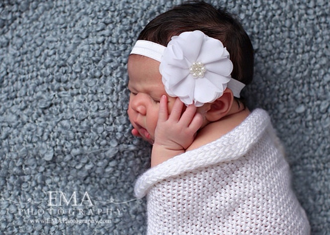 White Headband, White Baby Headband, White Baptism Headband, White ...