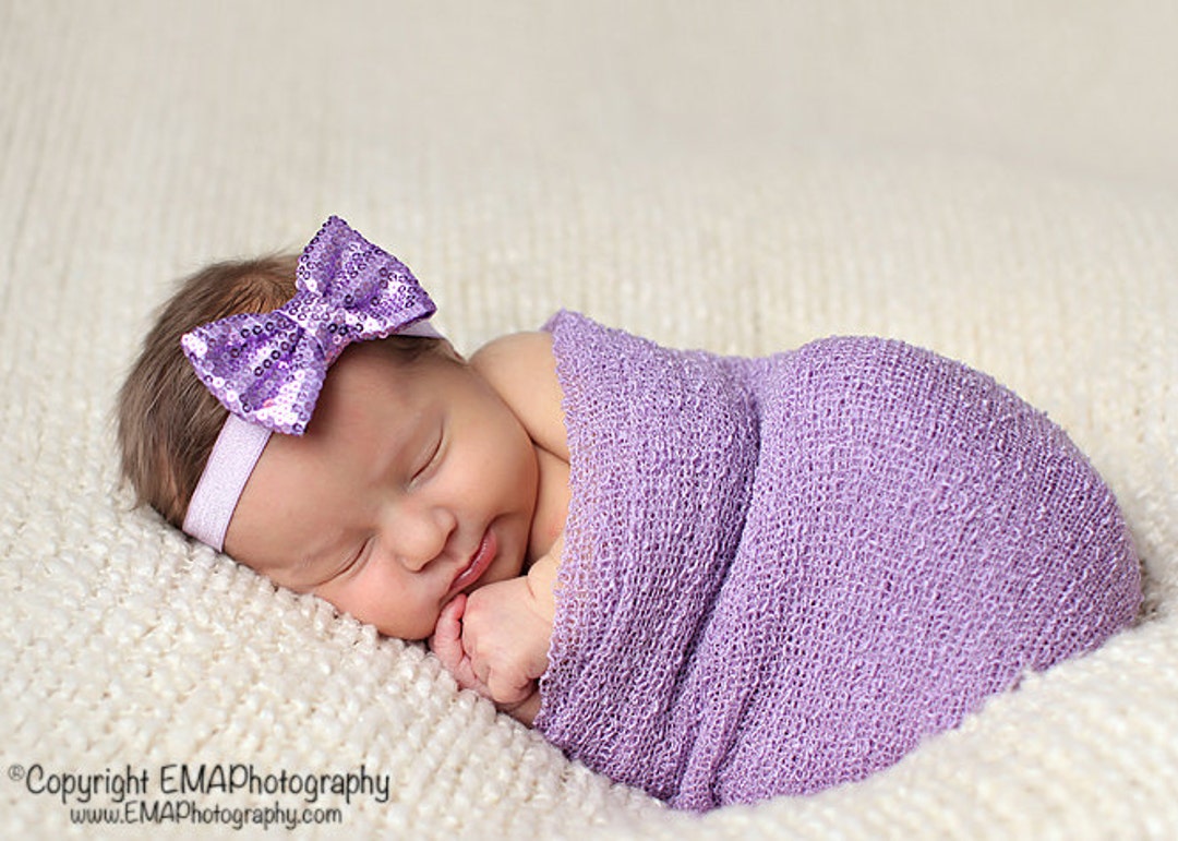 Purple Bow Headband, Sequin Bow Headband, Baby Headband, Sequin Bow ...